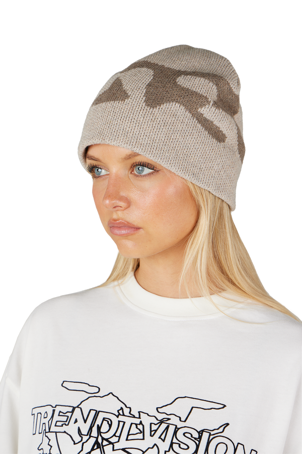 Beige Logo Beanie – Trendt Vision